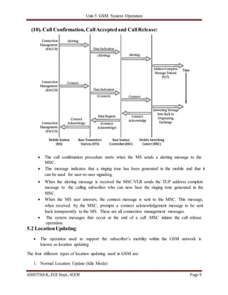 Unit 5 : wireless communication : GSM System operations | PDF