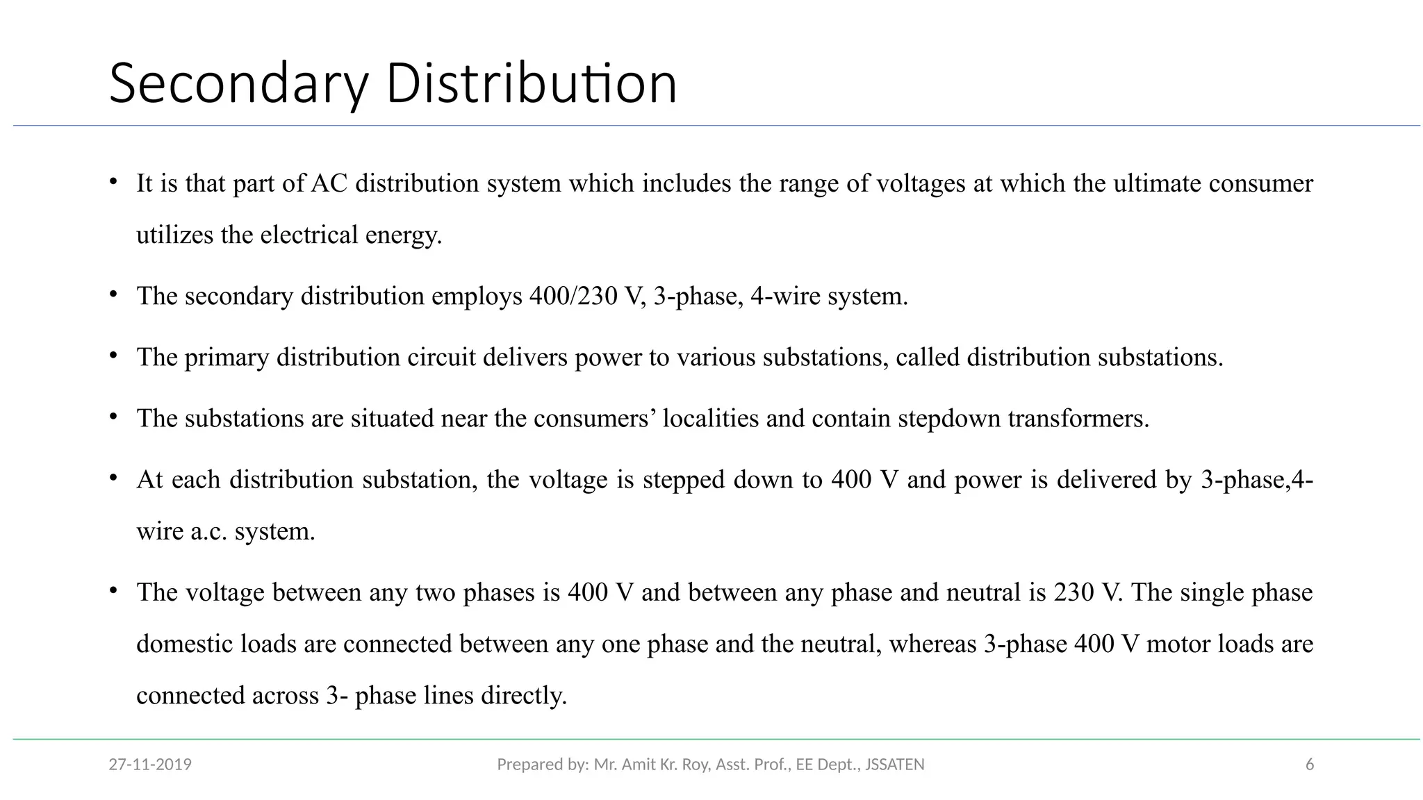 Electrical Distribution System Presentation | PPTX