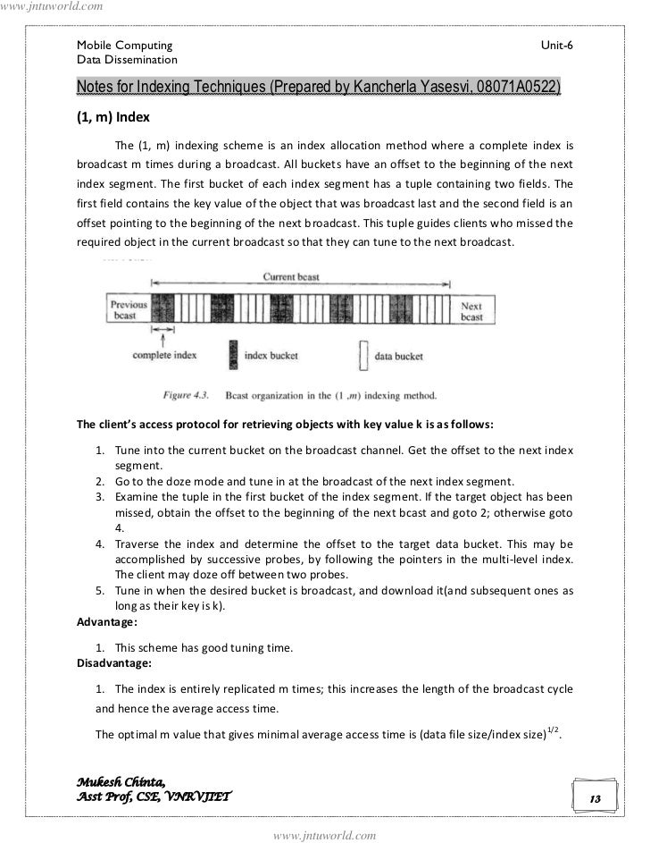 selective tuning and indexing methods in mobile computing