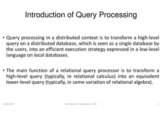 Distributed DBMS - Unit 6 - Query Processing | PPT