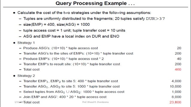 Distributed Dbms Unit 6 Query Processing Pptx
