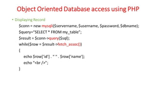 WD - Unit - 6 - Database Connectivity using PHP | PPT