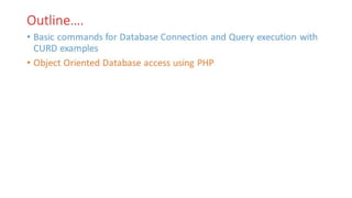 WD - Unit - 6 - Database Connectivity using PHP | PDF