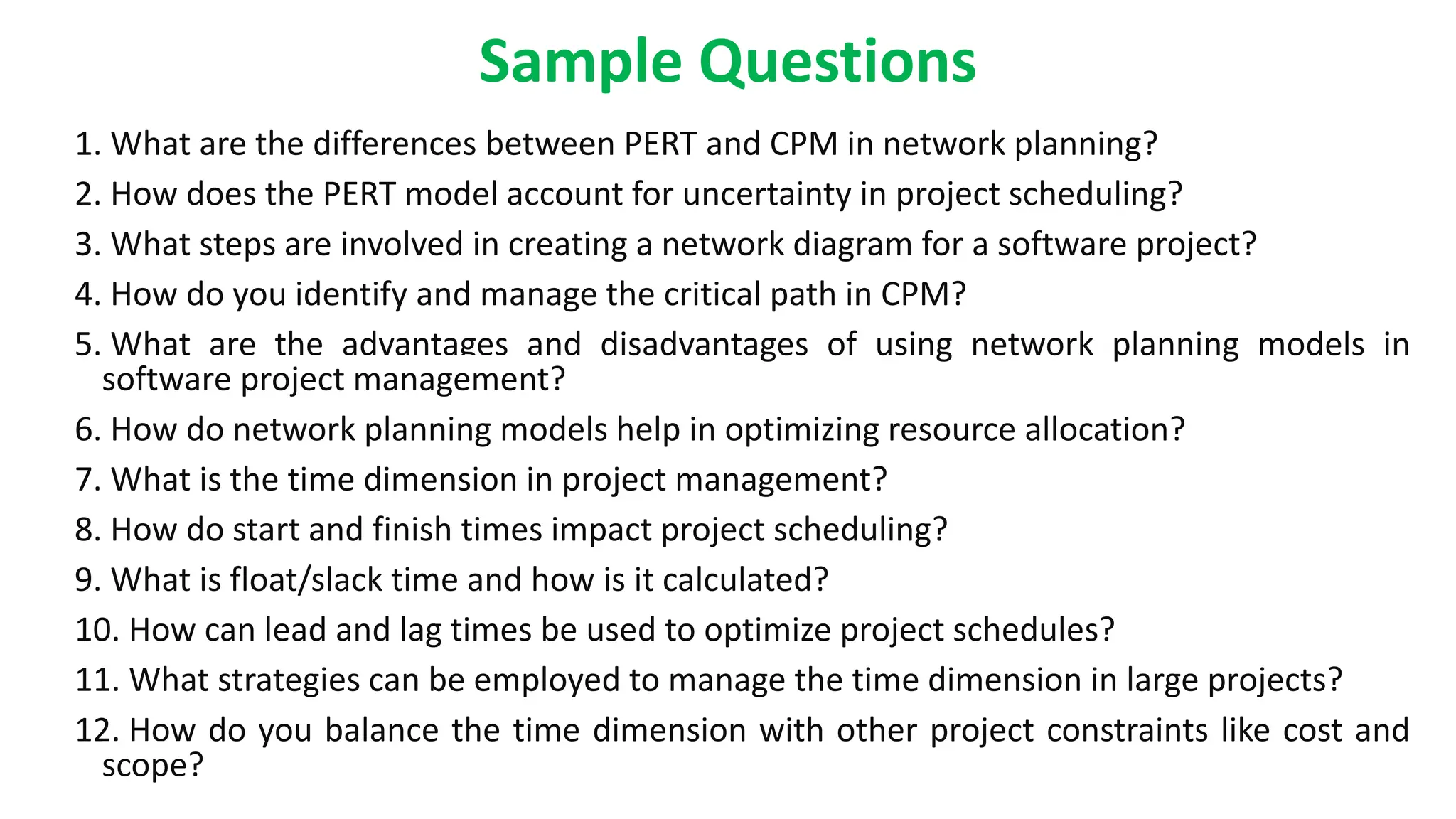 Activity Planning: Objectives, Project Schedule, Network Planning Model ...