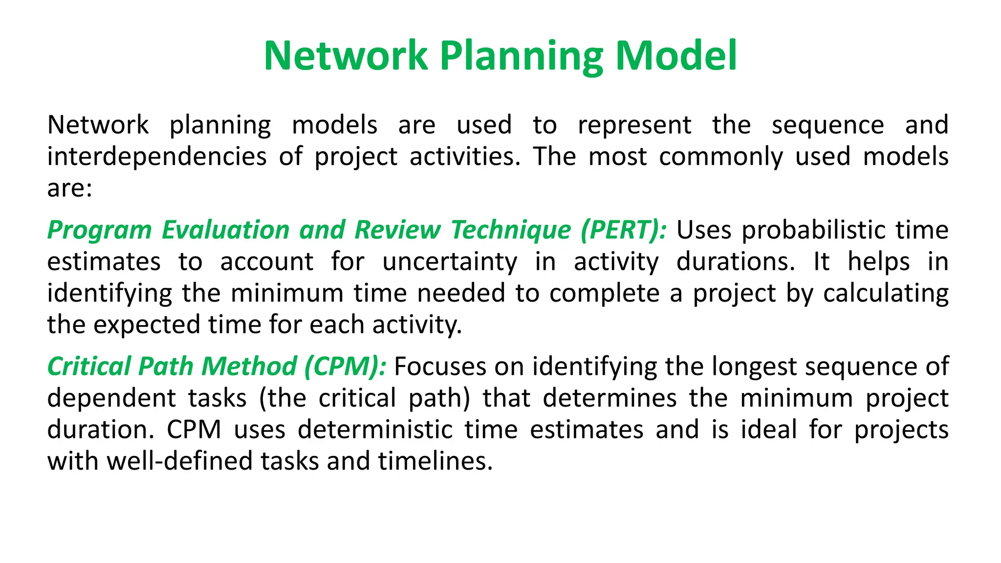 Activity Planning: Objectives, Project Schedule, Network Planning Model ...