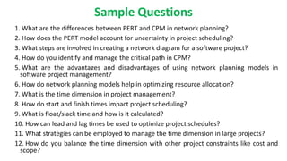 Activity Planning: Objectives, Project Schedule, Network Planning Model ...