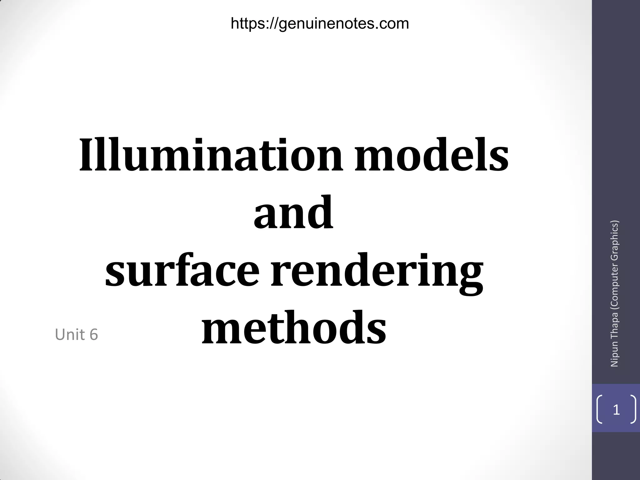 Unit 6 Illumination Models And Surface Rendering Methodspdf 3 D Graphics Computer Software