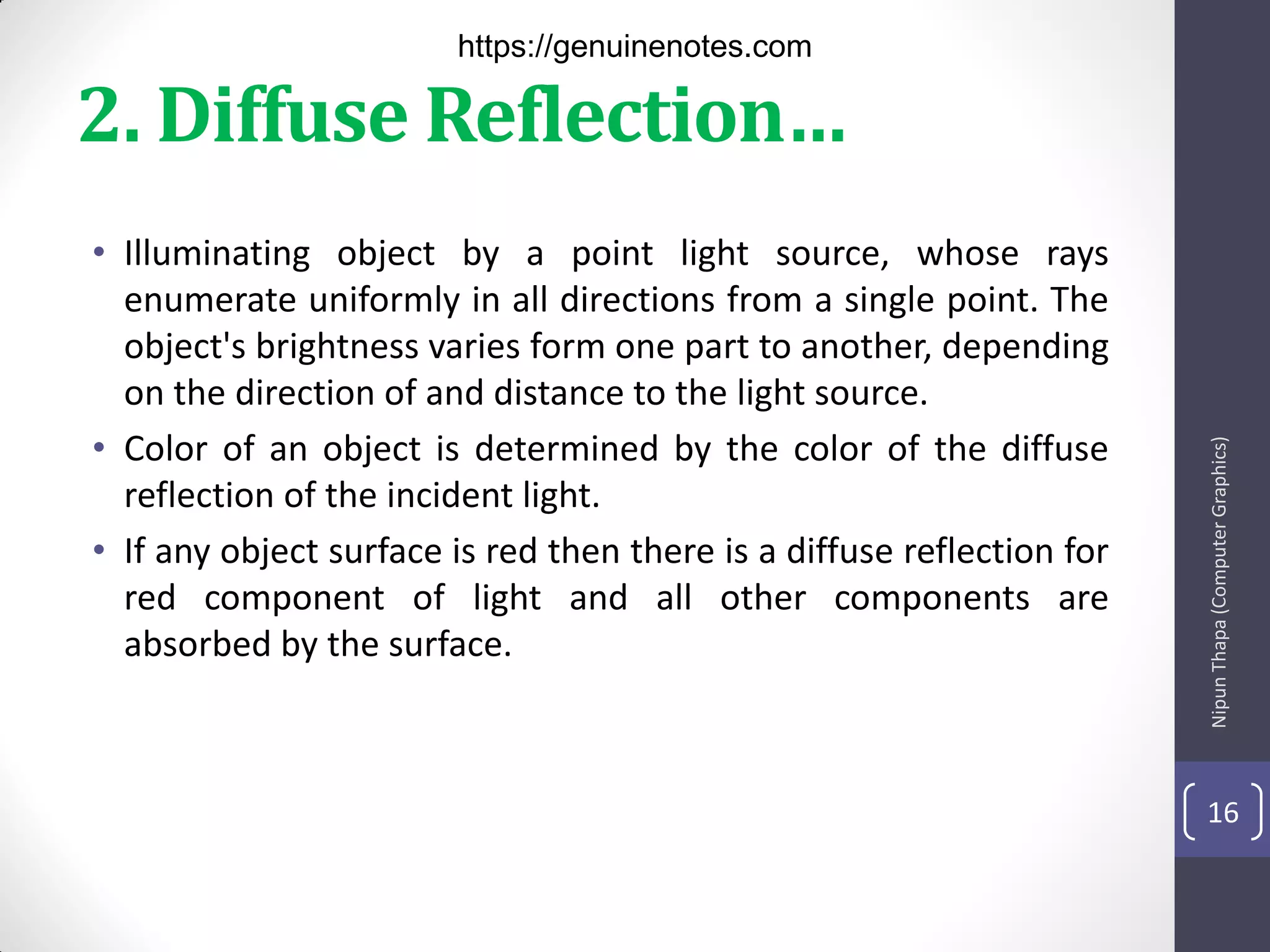 Unit 6 Illumination Models And Surface Rendering Methodspdf 3 D
