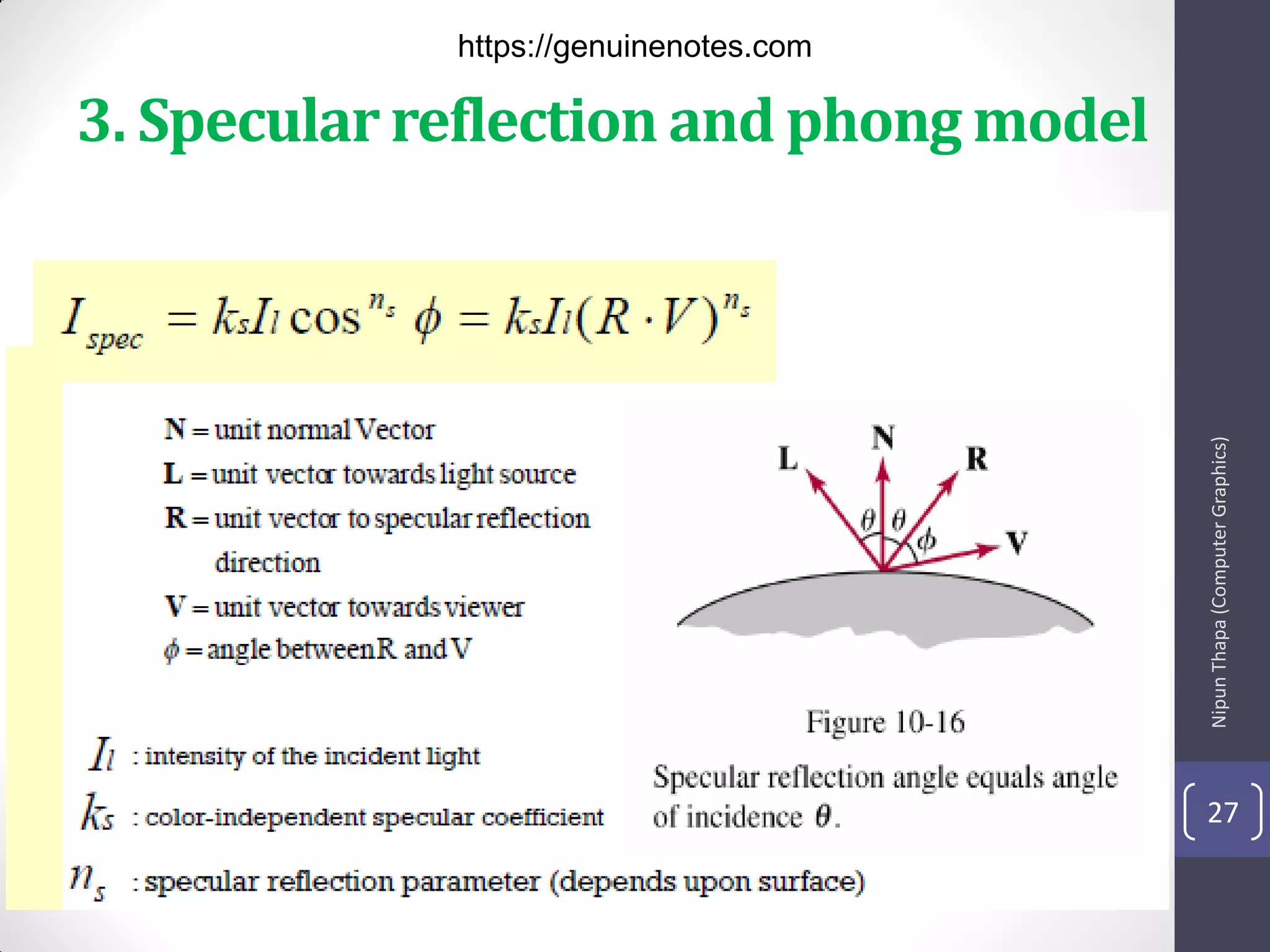 Unit 6 Illumination Models And Surface Rendering Methodspdf