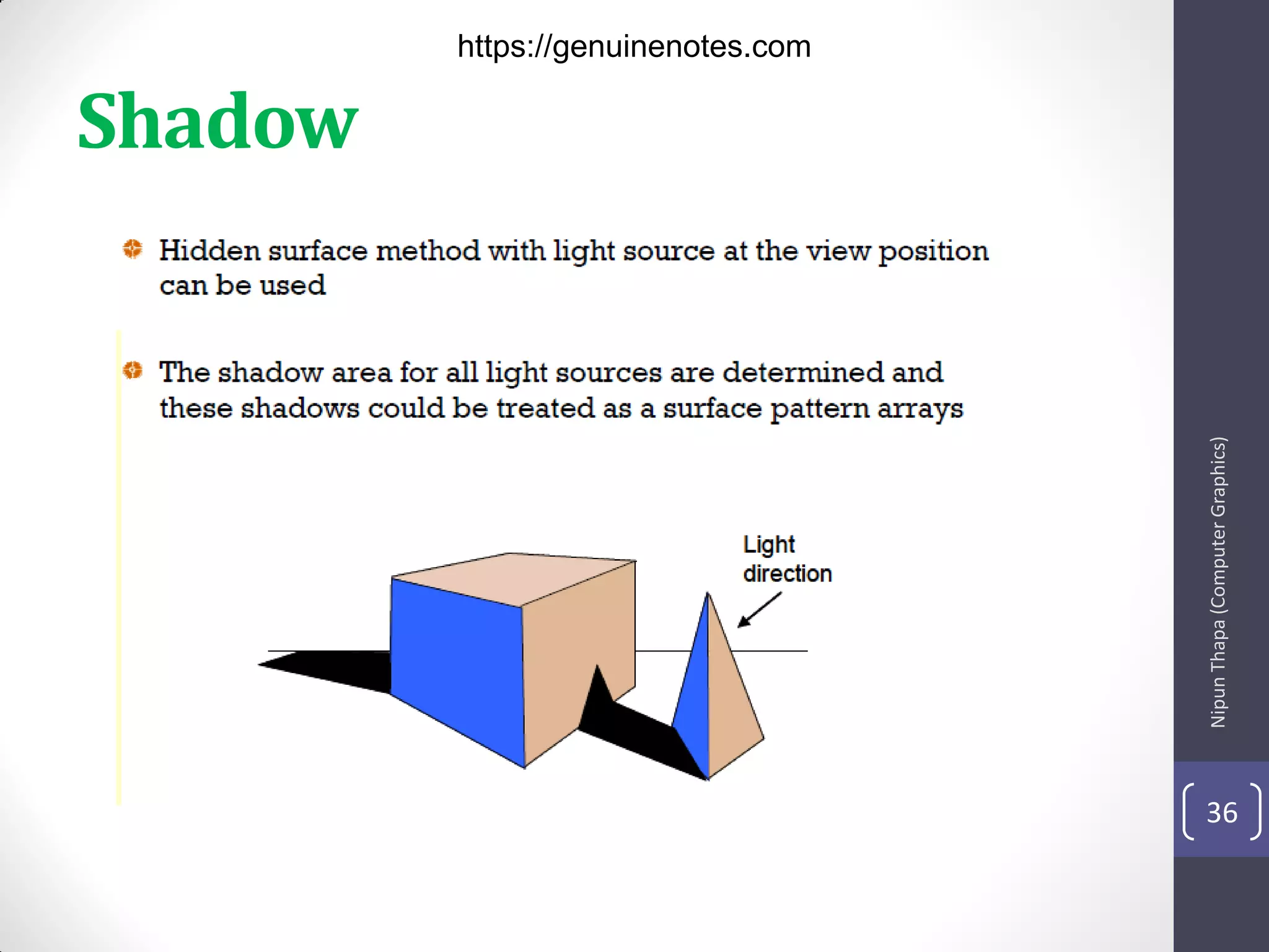 Unit 6 Illumination Models And Surface Rendering Methodspdf 3 D