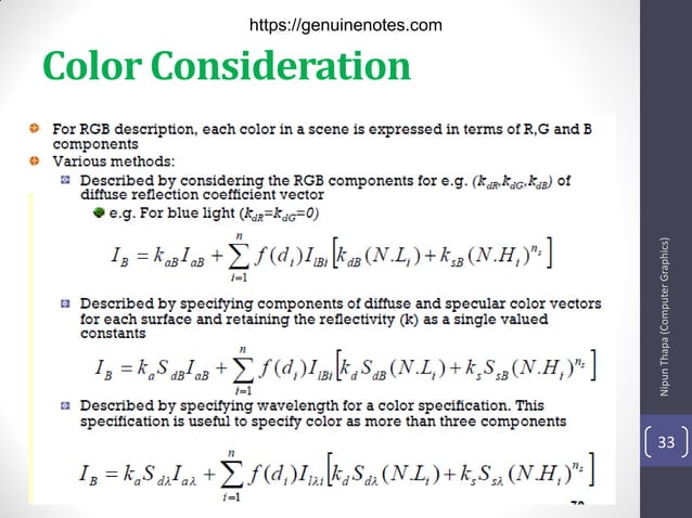 UNIT-6-Illumination-Models-and-Surface-Rendering-Methods.pdf | 3-D Graphics | Computer Software ...