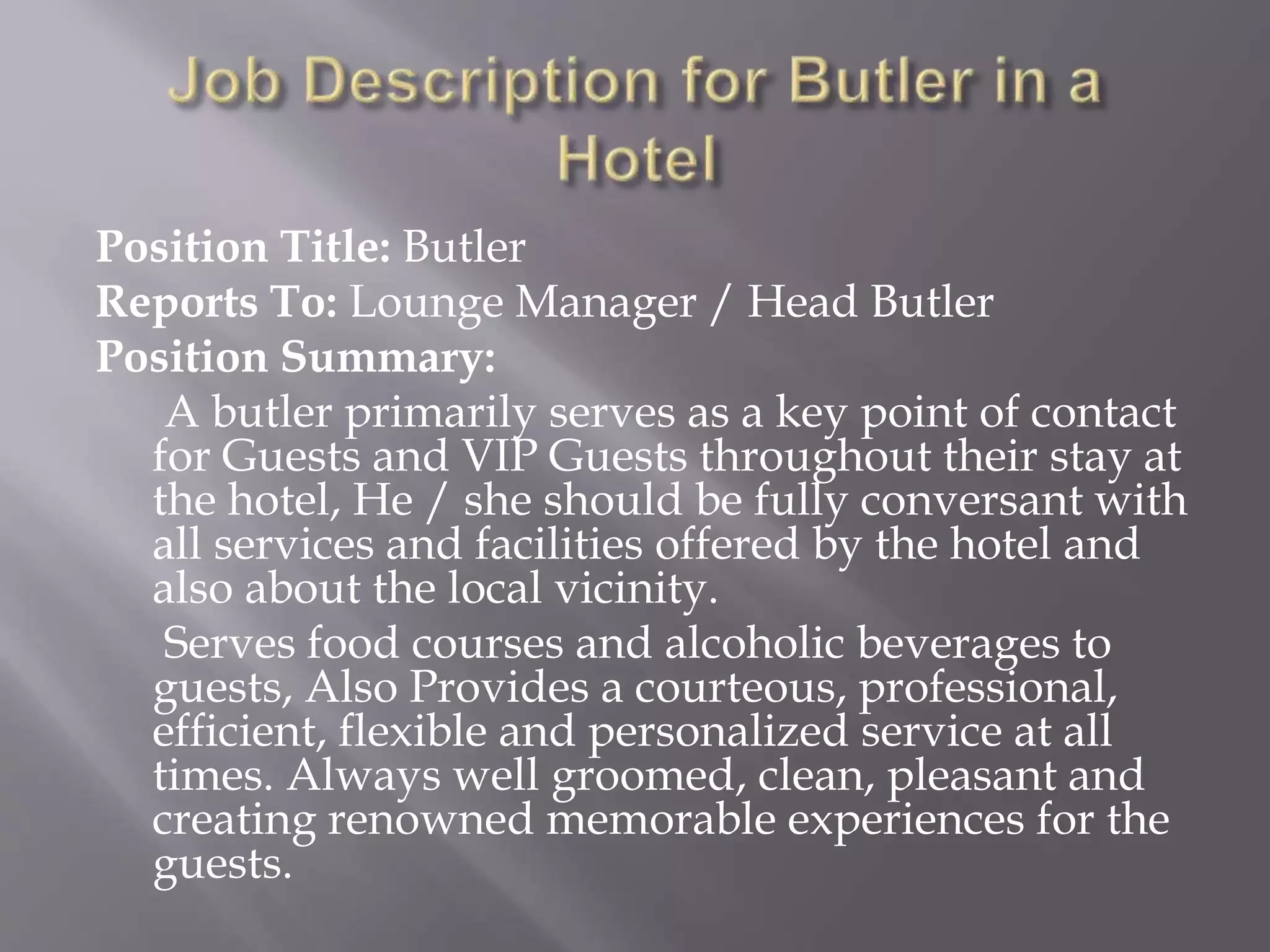 Unit 6, butler service | PPTX