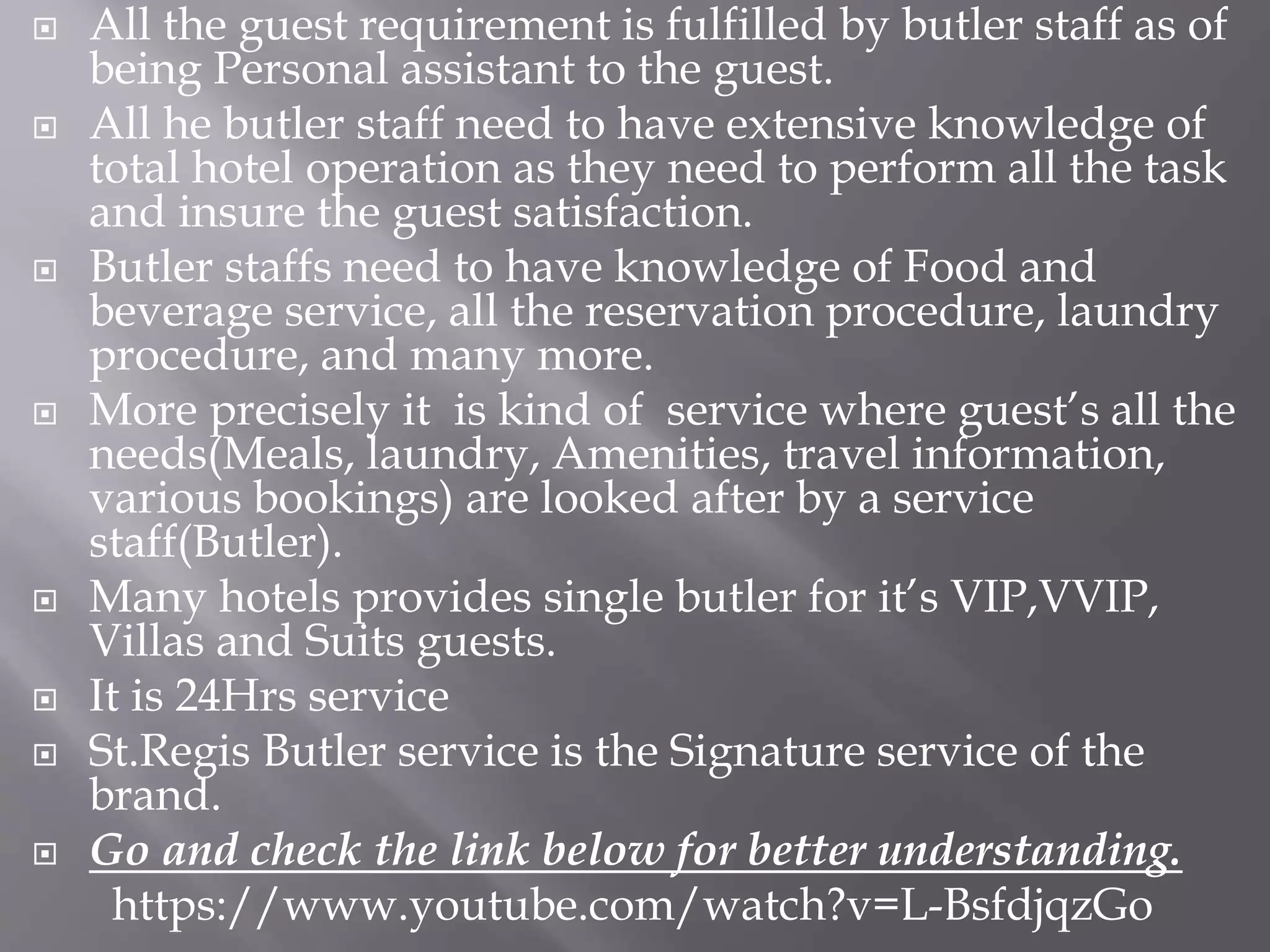 Unit 6, butler service | PPTX