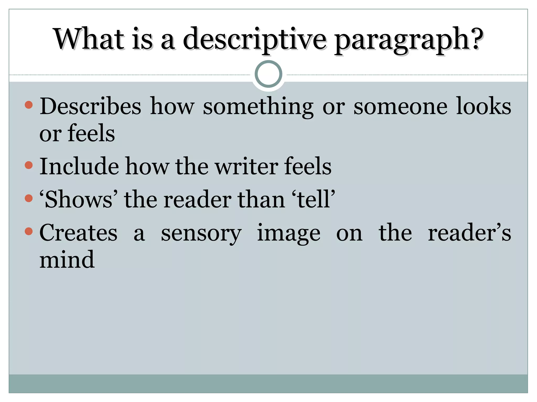 descriptive paragraph | PPT