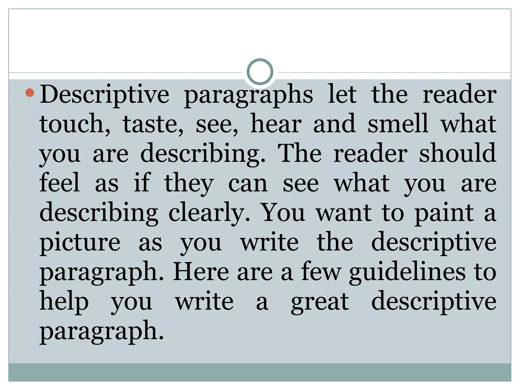 descriptive paragraph | PPT