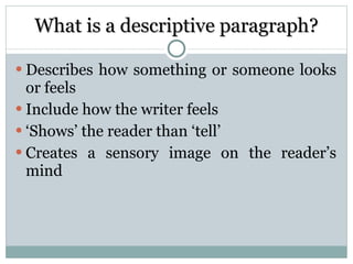 descriptive paragraph | PPT