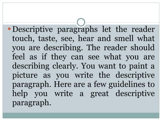 descriptive paragraph | PPT
