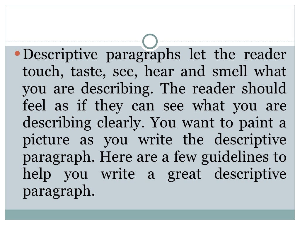 Descriptive Paragraph Descriptive Paragraph