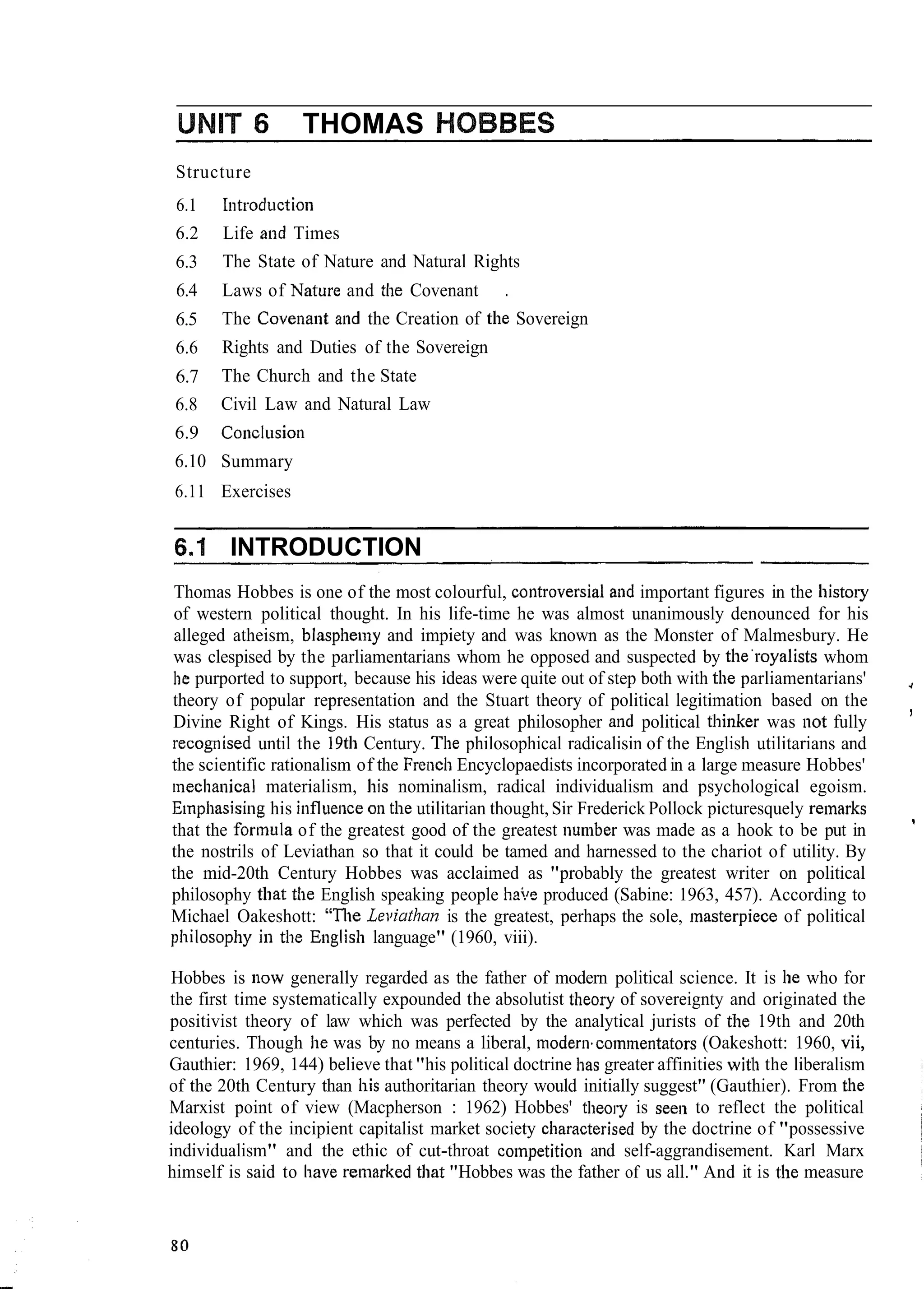 Unit 6 thomas hobbes | PDF