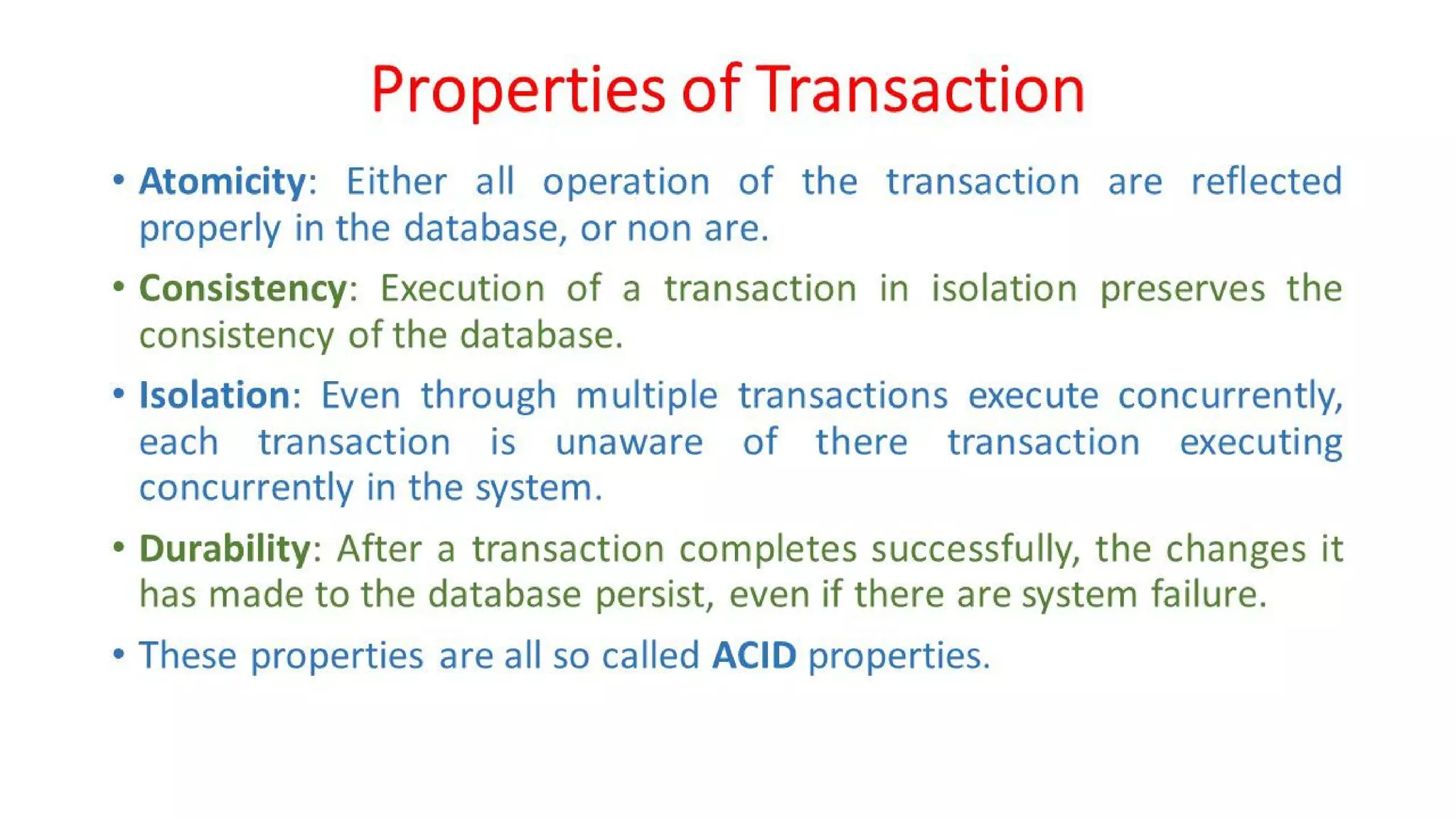 DBMS Unit - 7 - Transaction Processing | PDF