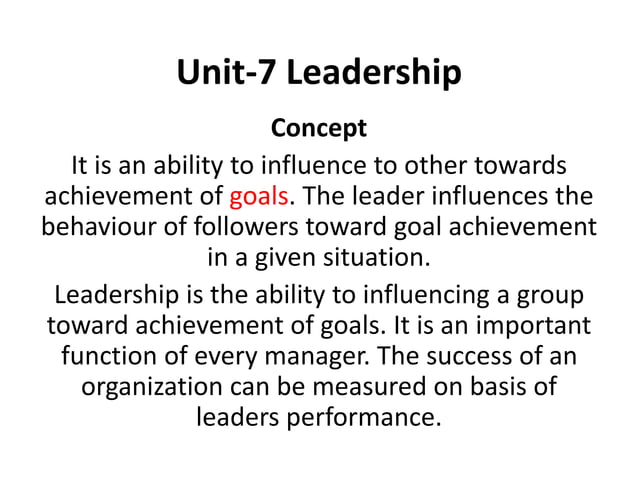 Unit 7 leadership | PPT