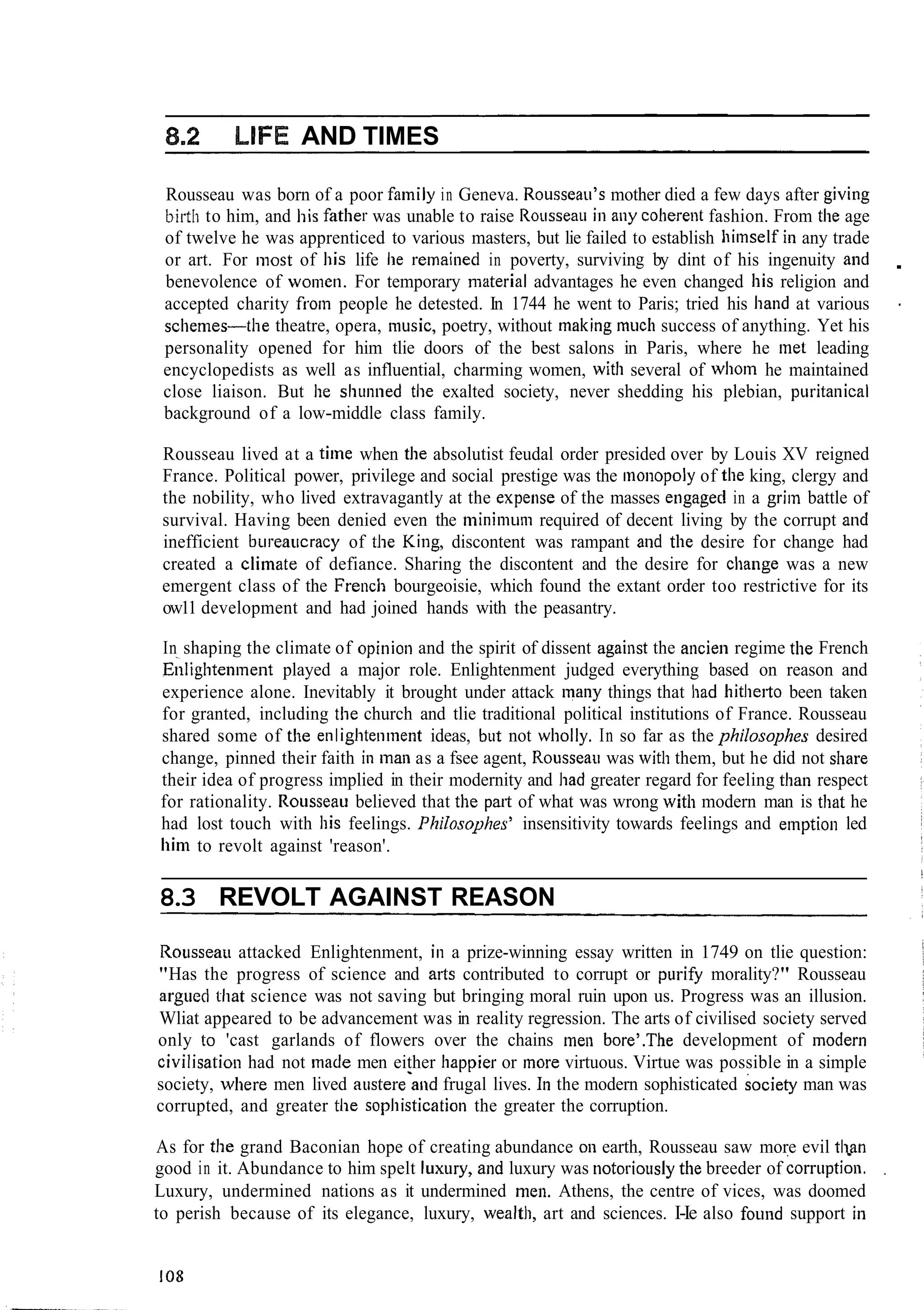 Unit 8 jean jacques rousseau | PDF