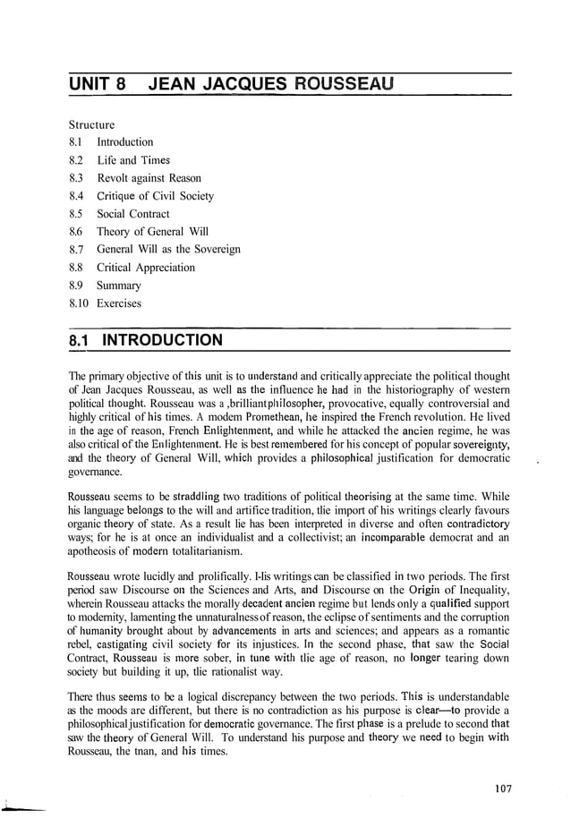 Unit 8 jean jacques rousseau | PDF