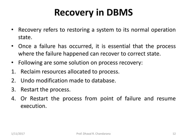 Distributed DBMS - Unit 9 - Distributed Deadlock & Recovery | PPT Distributed DBMS - Unit 9 - Distributed Deadlock & Recovery | PPT