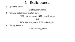 DBMS Unit 9 - PL/SQL Concept | PPT
