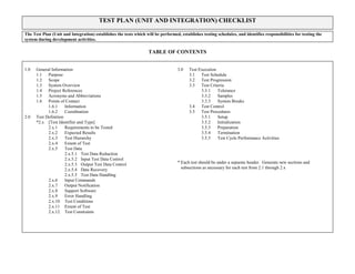 unit-and-integration-plan-checklist for software application.doc