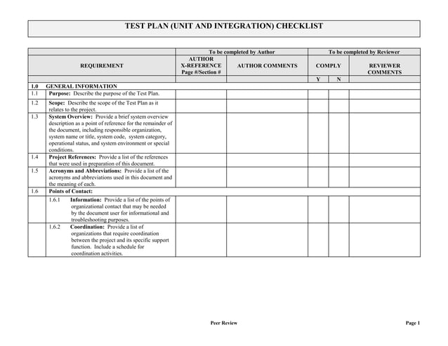 unit-and-integration-plan-checklist for software application.doc