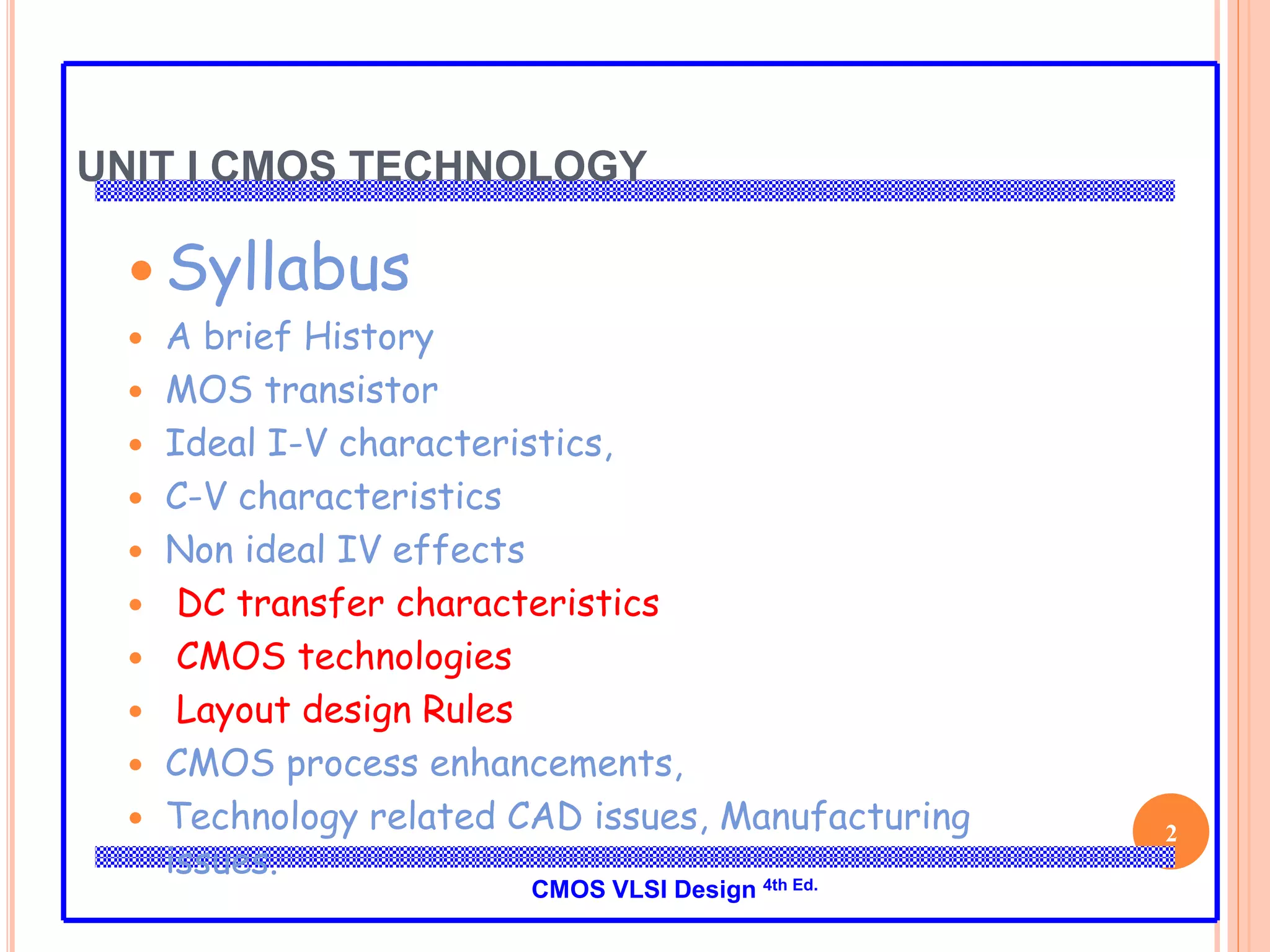 VLSI DESIGN- MOS TRANSISTOR | PPT