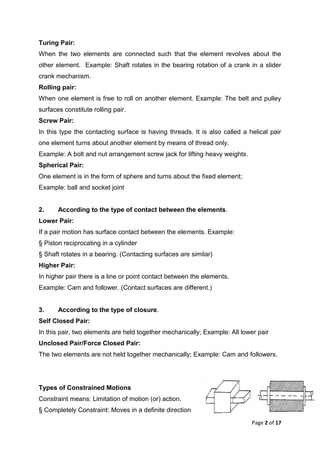 Kinematics of machines | PDF
