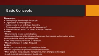 Introduction to Management Control Systems, Basic Concepts, Boundaries of management Control | PPTX