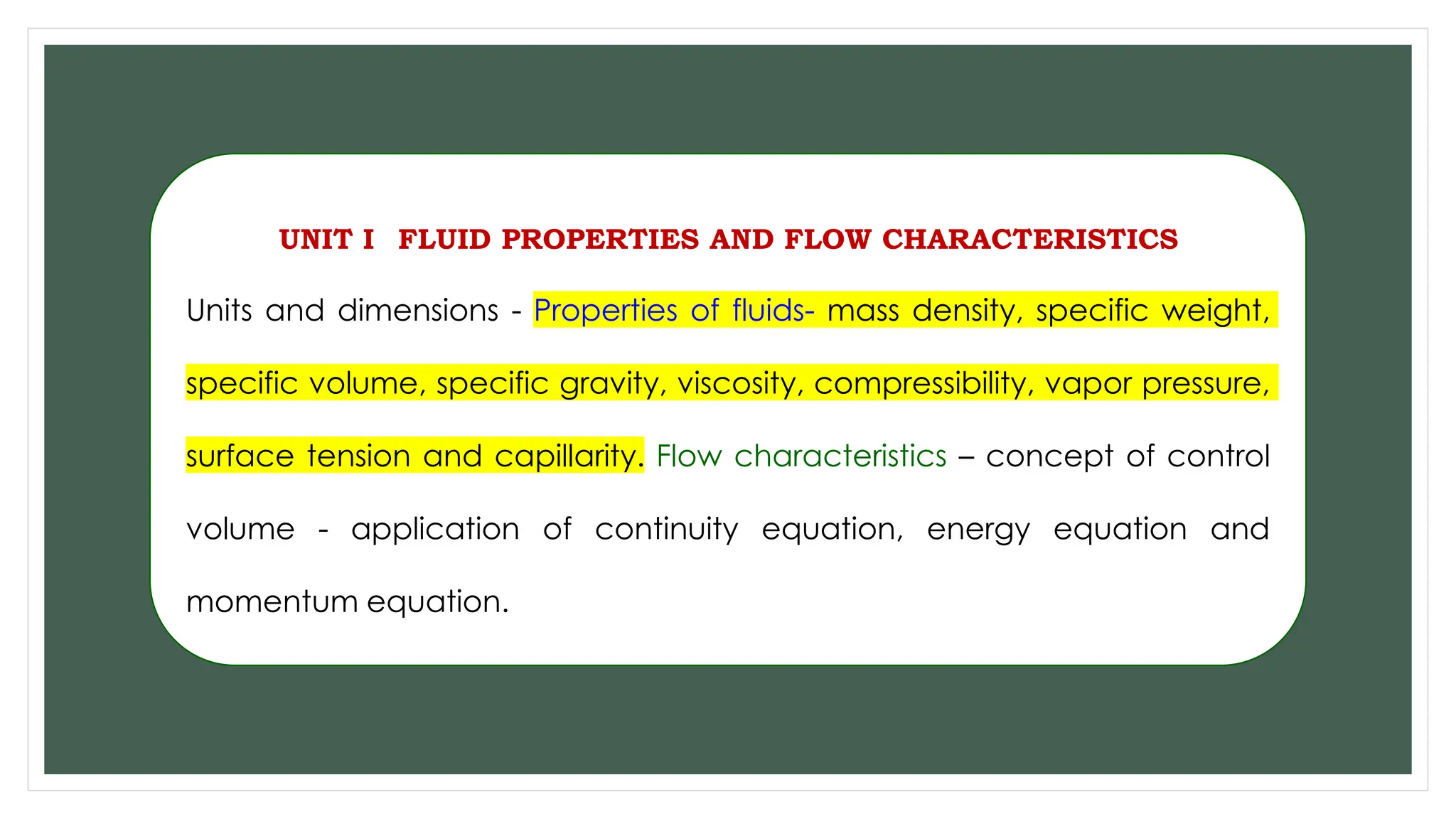 UNIT-IFLUID PROPERTIES & FLOW CHARACTERISTICS | PDF