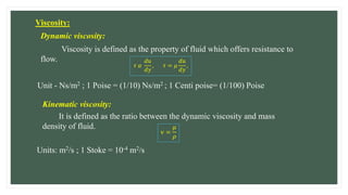 UNIT-IFLUID PROPERTIES & FLOW CHARACTERISTICS | PDF