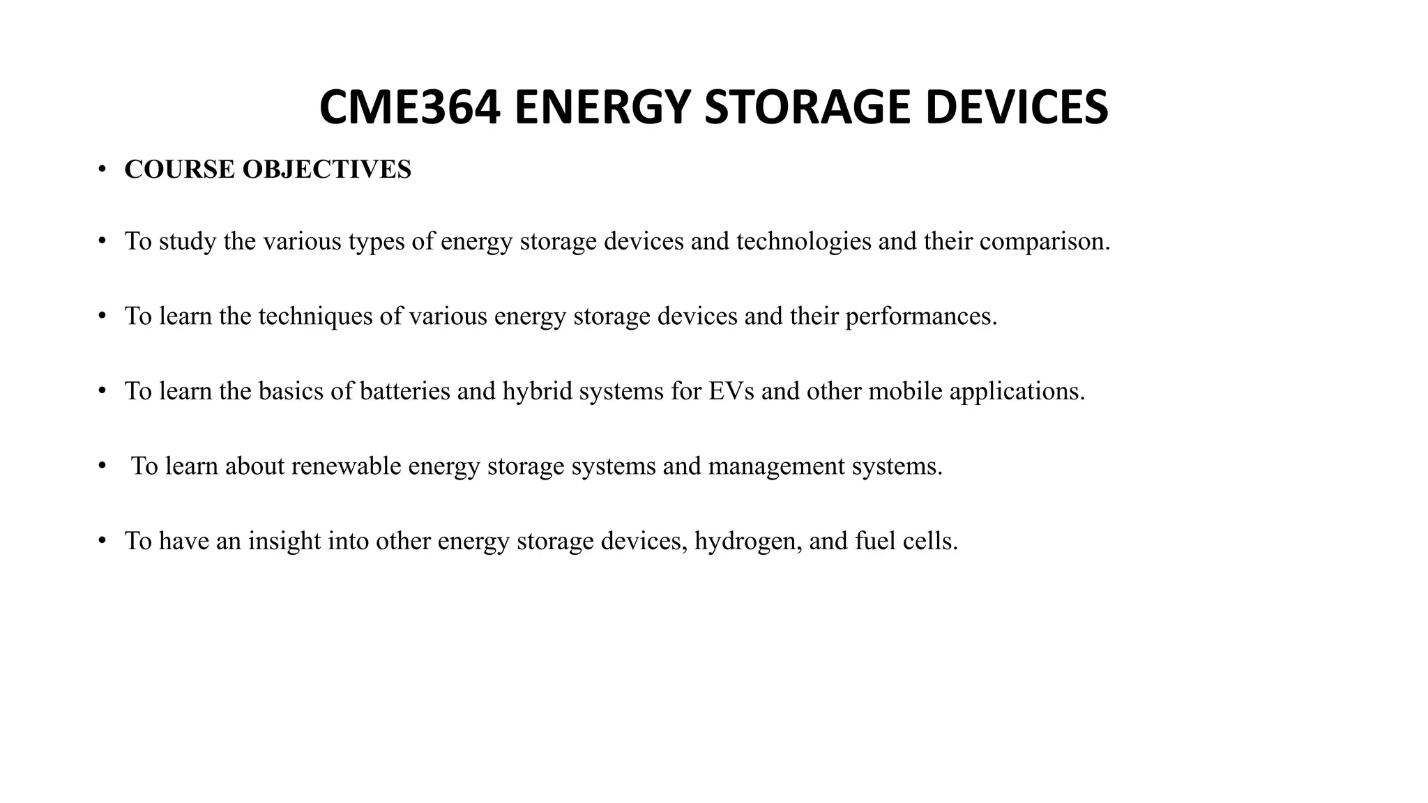 ENERGY STORAGE DEVICES INTRODUCTION UNIT-I | PPT