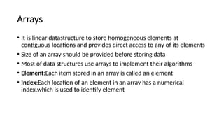 Introduction to datastructures presentation | PPTX
