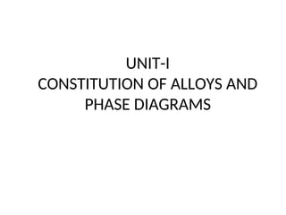 CONSTITUTION OF ALLOYS AND PHASE DIAGRAMS | PPT