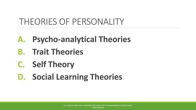 Theories of Personality-I - Psycho-Analytical Theories | PPT