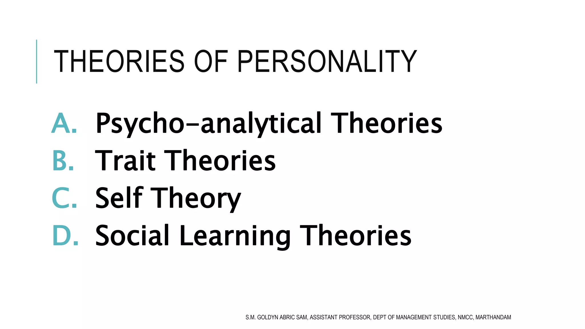 Theories of Personality-II - Trait Theories | PPT