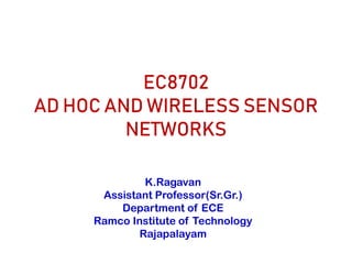 Adhoc & WSN-Unit-I-Ragavan | PDF
