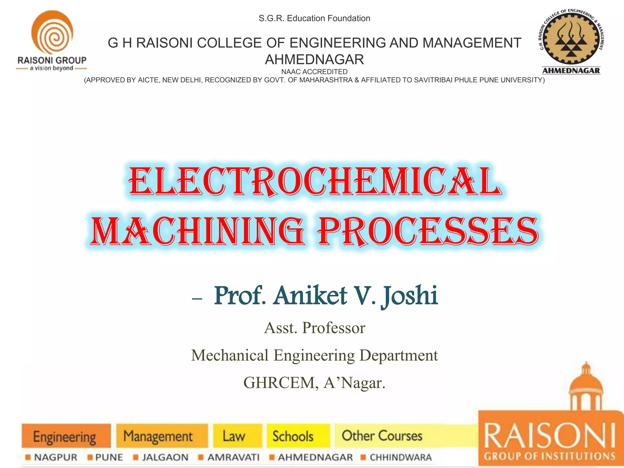 Electro-Chemical Machining Process | PPT
