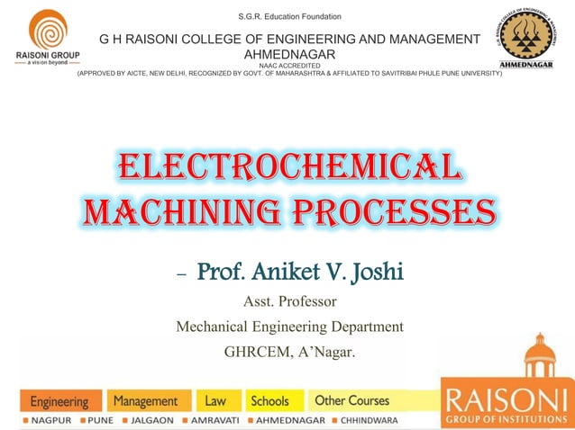 Electro-Chemical Machining Process | PPT