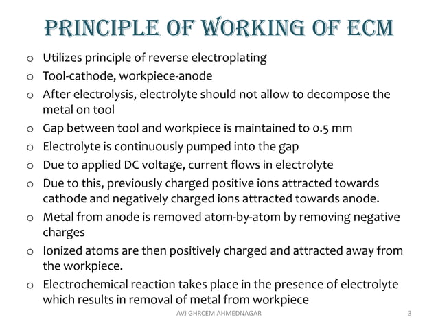 Electro-Chemical Machining Process | PPT
