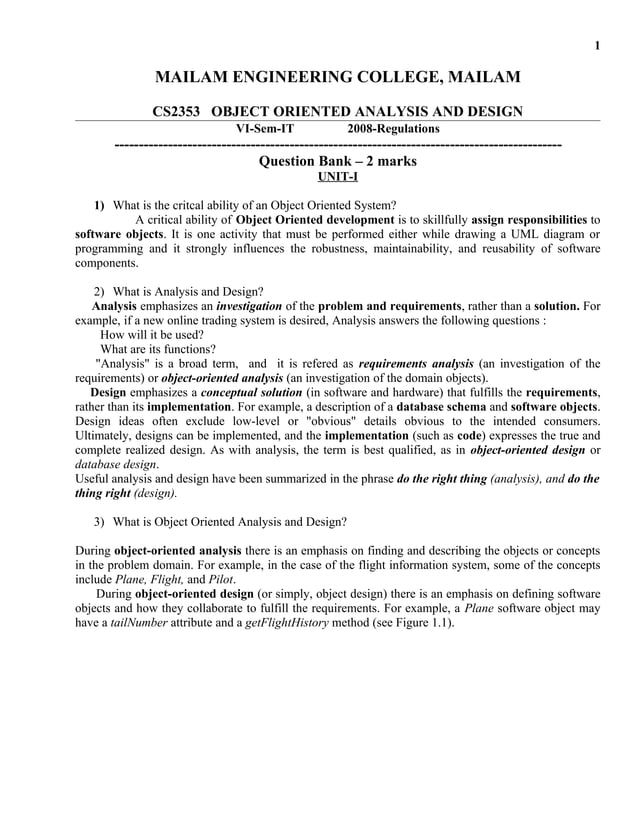 Unit i-ooad-notes-revised | PDF