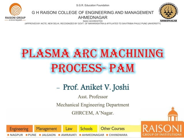 Plasma Arc Machining Process | PDF
