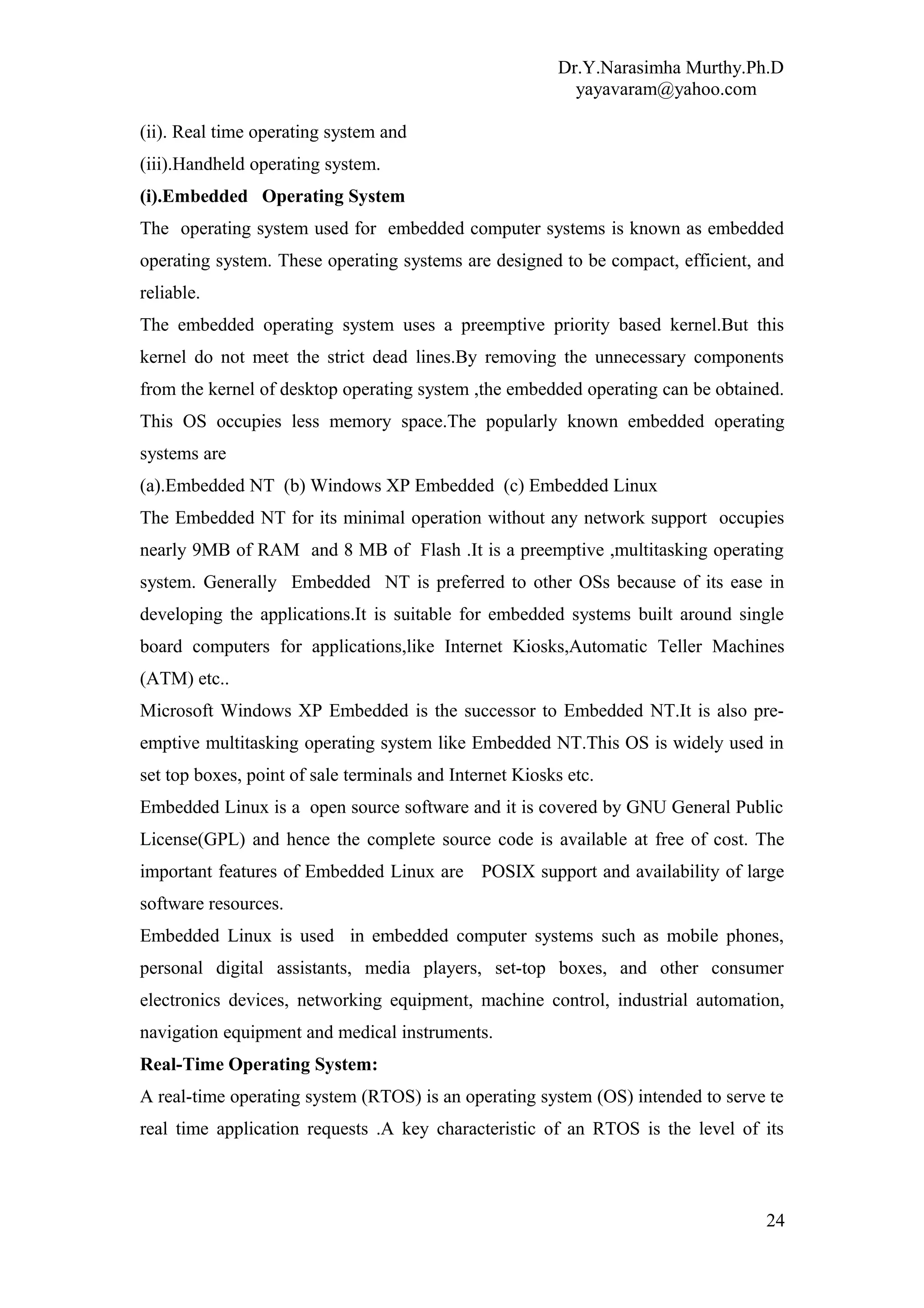 Unit I Rtos And Concepts Doc Operating Systems Computer Software And Applications