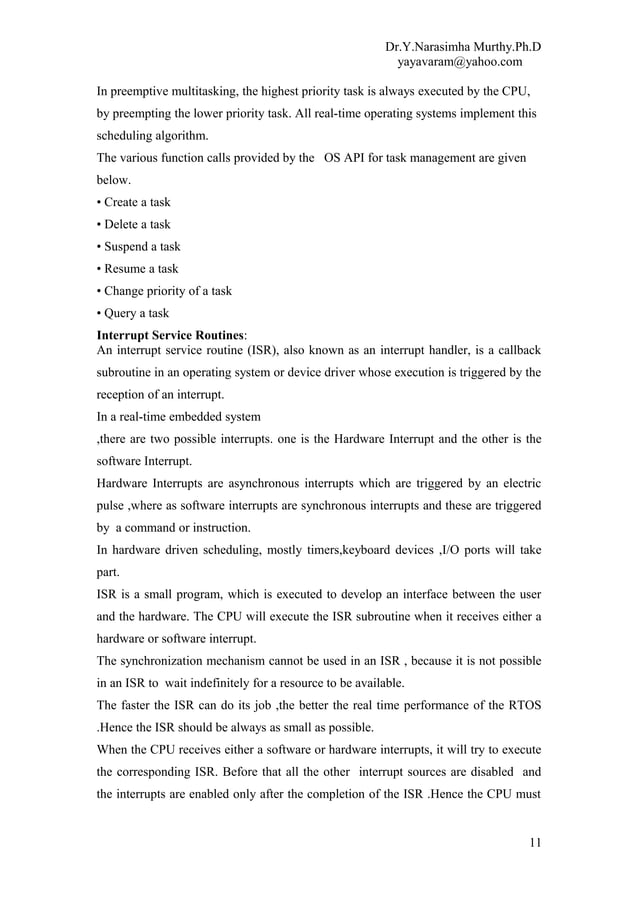Unit I Rtos And Concepts Doc Operating Systems Computer Software And Applications