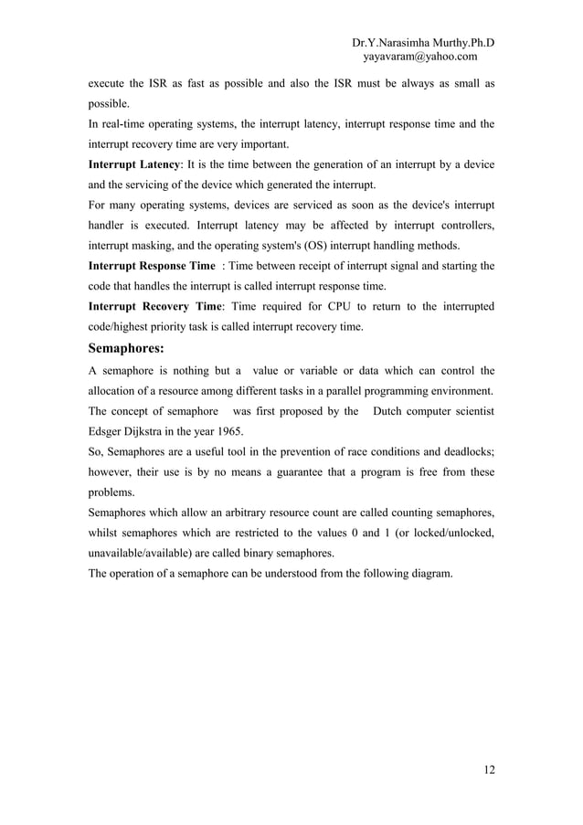 Unit I Rtos And Concepts Doc Operating Systems Computer Software And Applications